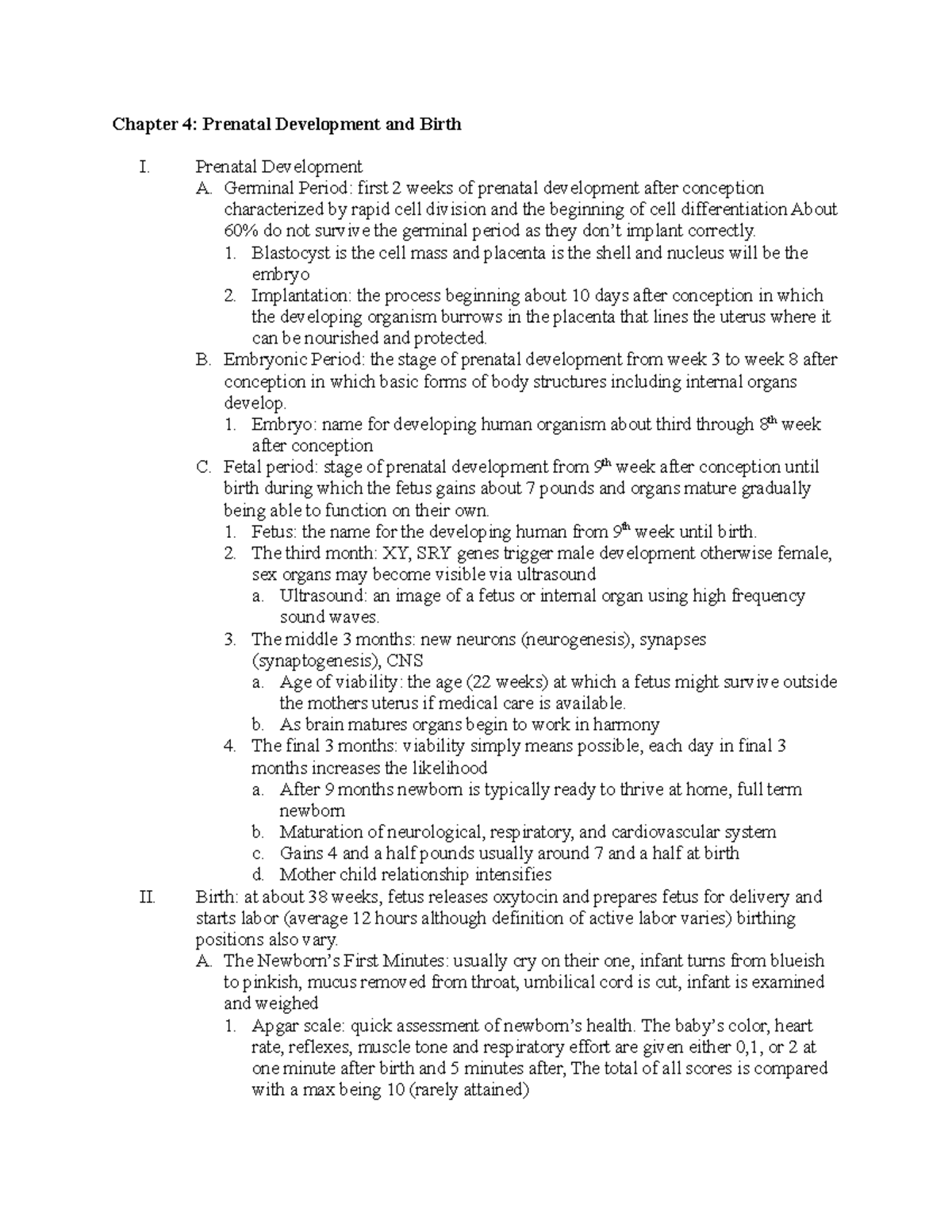 Chapter 4 - Developmental Psychology - Chapter 4: Prenatal Development ...