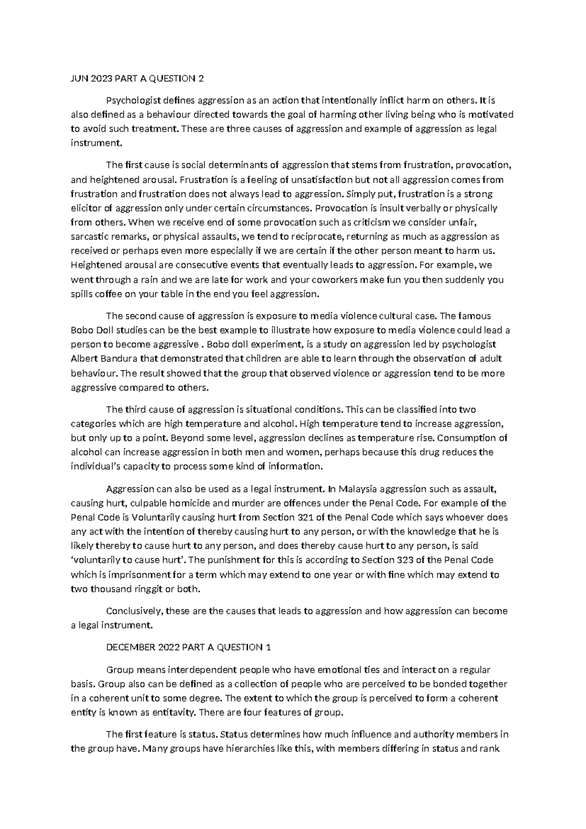 Redemption ARC 036 - JUN 2023 PART A QUESTION 2 Psychologist defines ...