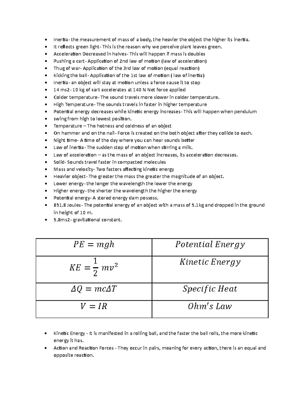 Reviewer-Grade-8Science - Inertia- the measurement of mass of a body ...