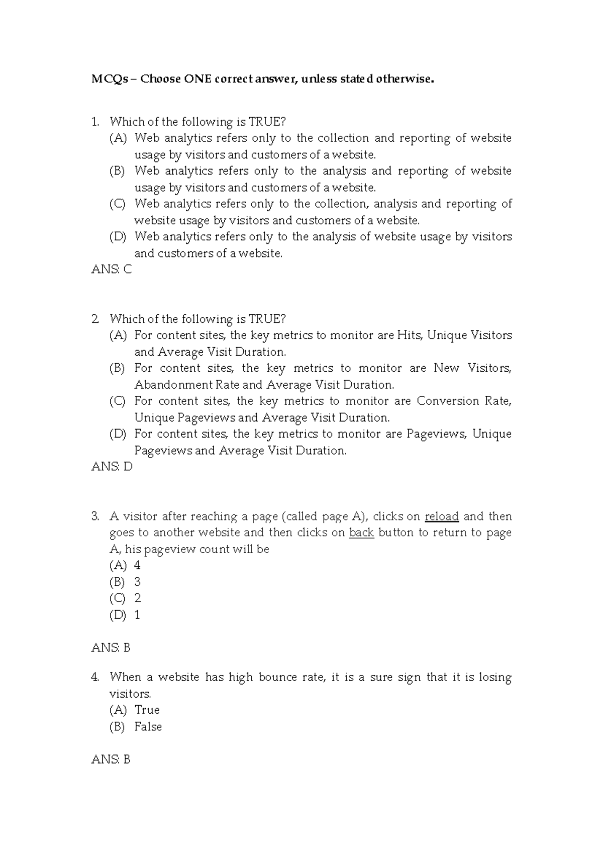 Sample/practice exam - MCQs – Choose ONE correct answer, unless stated ...
