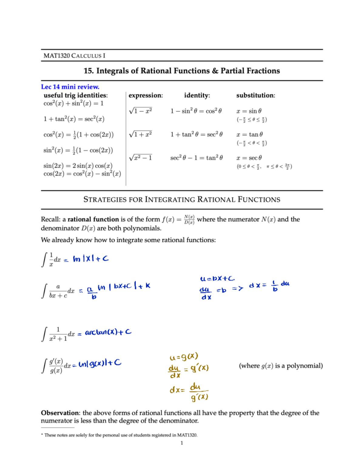 MAT1320,Note 15, filled updated (2 - PARTIAL F RACTIONS Now, we ...