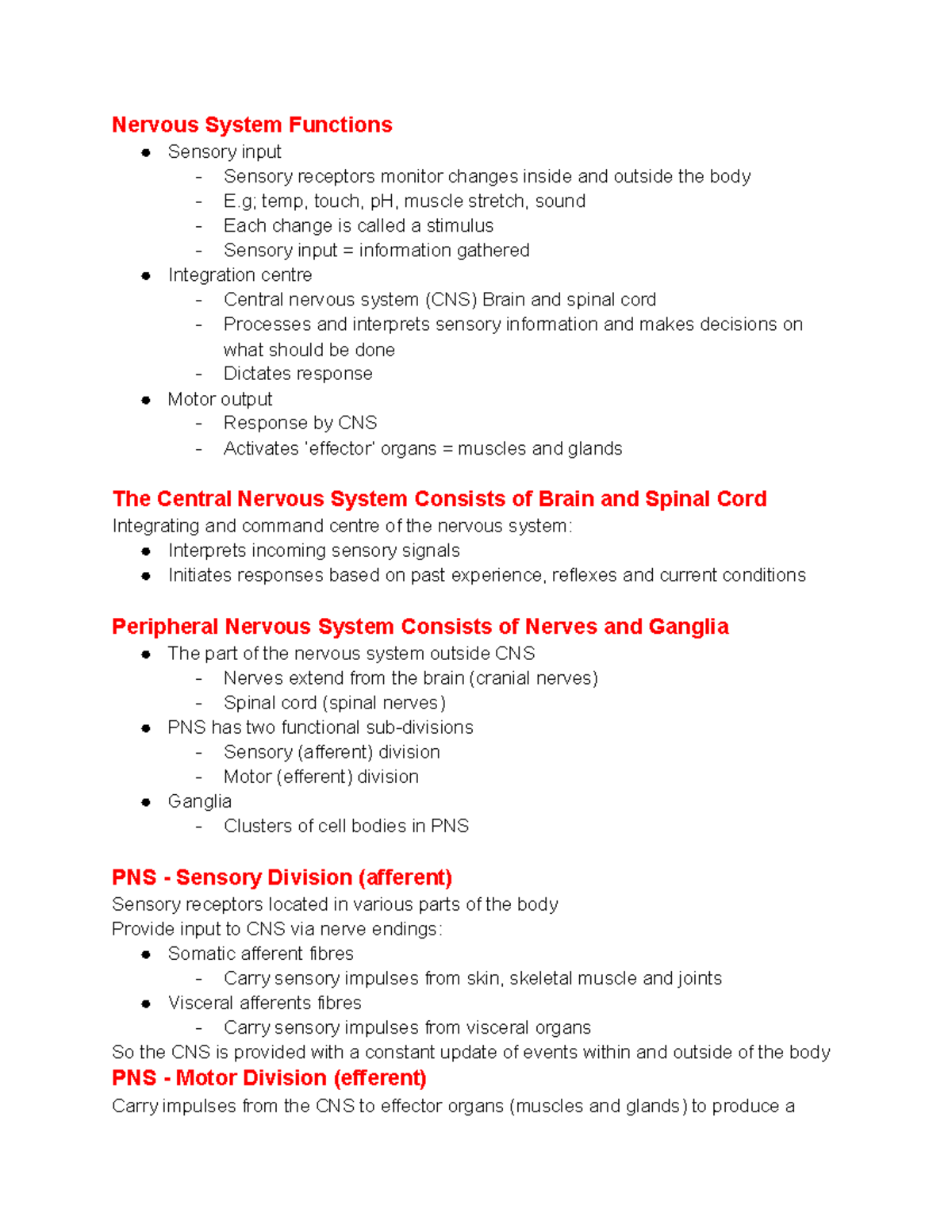 Systemic Anatomy Topic 10 - Intro to the Nervous System - Nervous ...