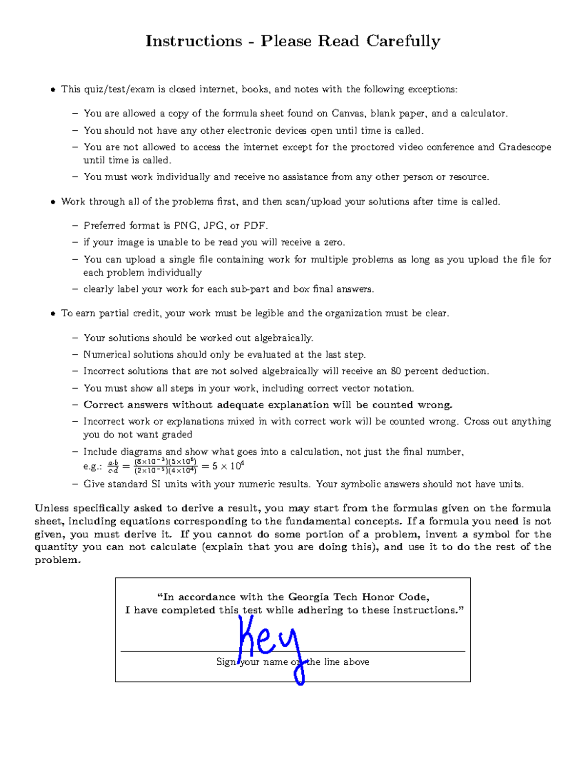 2212 Test 2 Key v2 - Old Practice Test/Quiz - Instructions - Please ...
