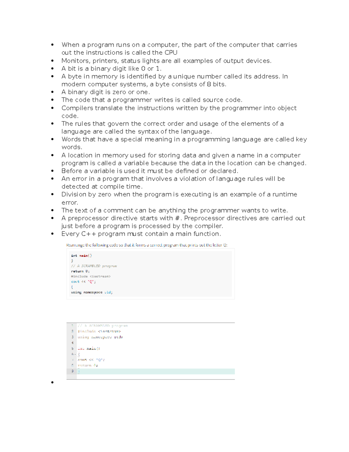 Cop study guide - When a program runs on a computer, the part of the computer that carries out ...