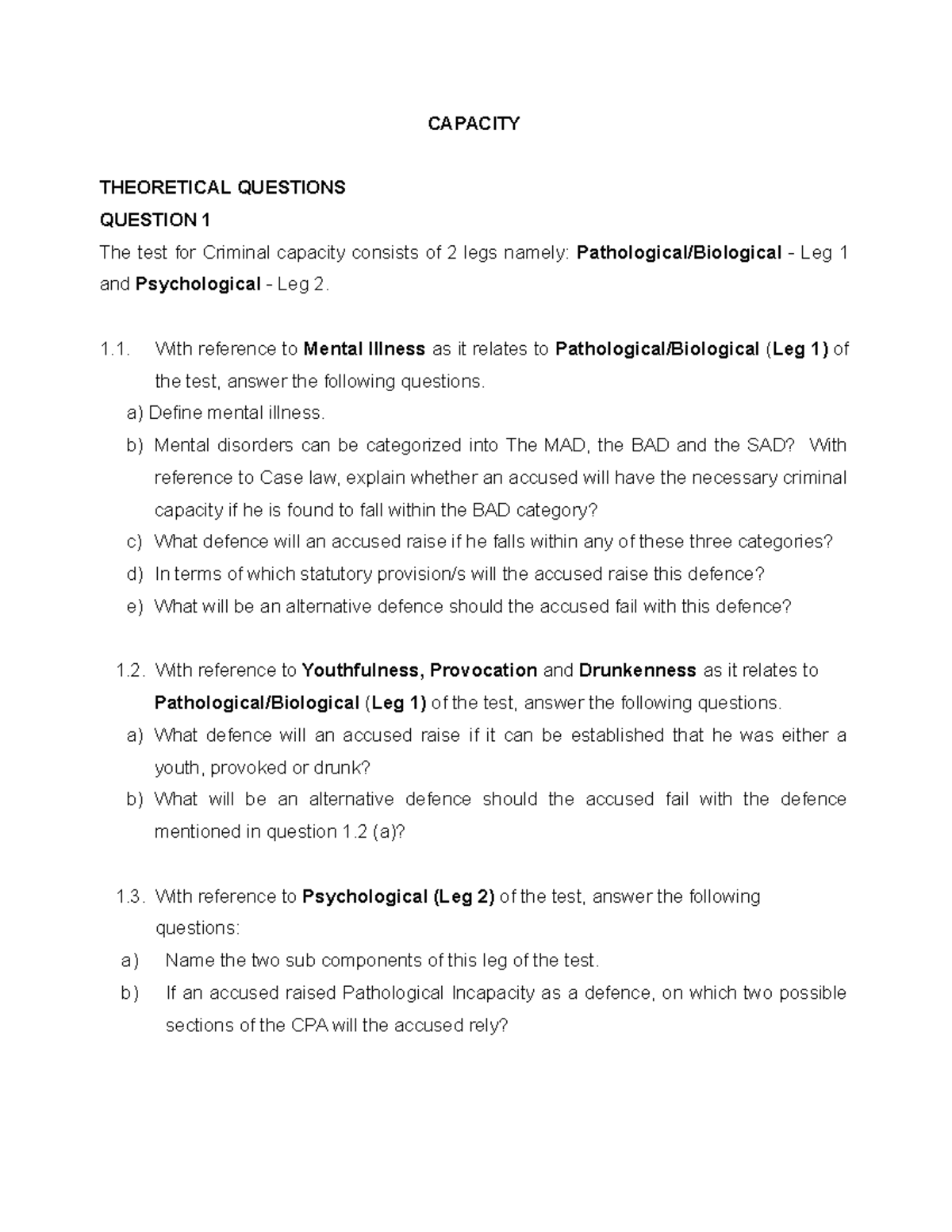 Capacity Tutorial - CAPACITY THEORETICAL QUESTIONS QUESTION 1 The test ...