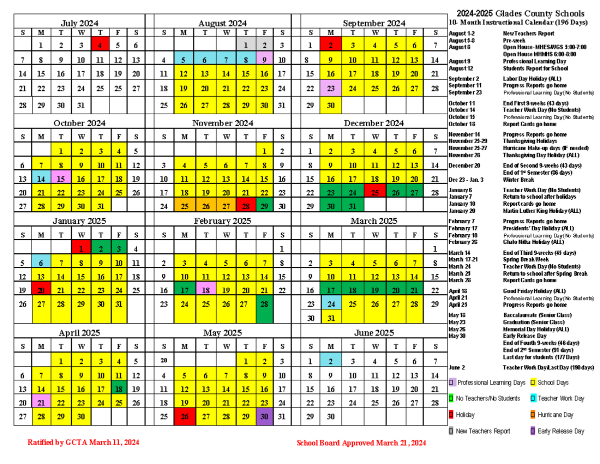 Instructional Calendar 2024-2025 Final (union ratified and board ...