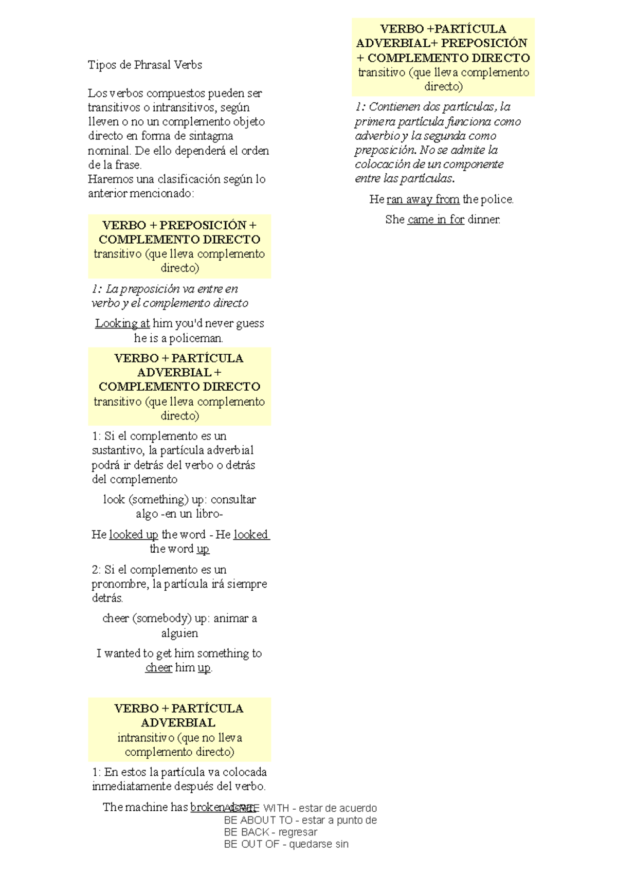 Lista-de-phrasal-verbs compress - Tipos de Phrasal Verbs Los verbos ...