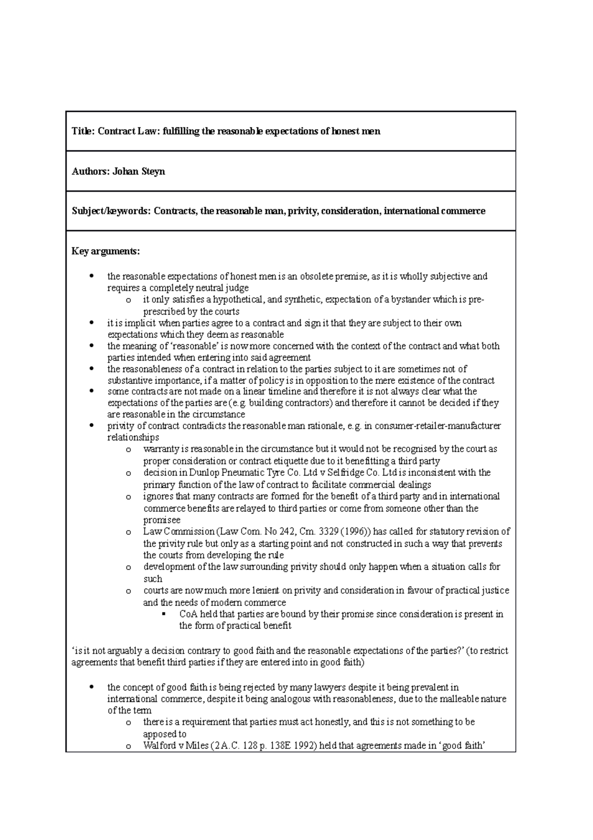 Reasonable Man Article - Title: Contract Law: fulfilling the reasonable ...
