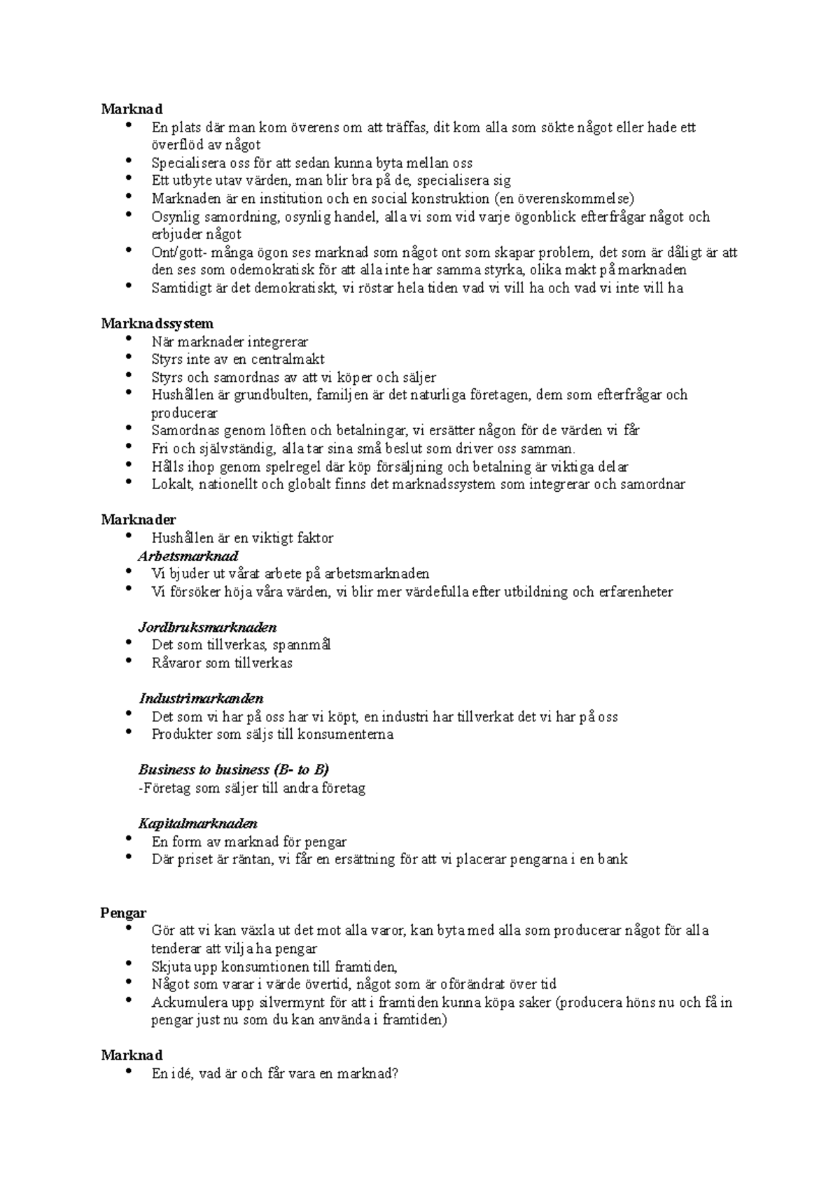 Anteckiningar - SMF - Marknad En plats där man kom överens om att ...