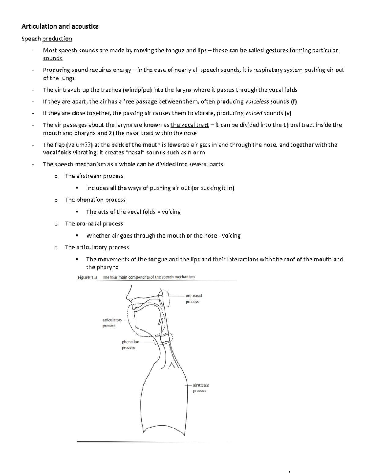 AFO1 week2 - .... - Articulation and acoustics Speech production - Most ...
