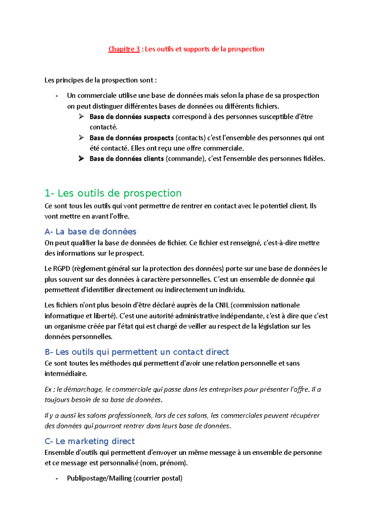 Les outils et supports de la prospection - Base de données suspects ...