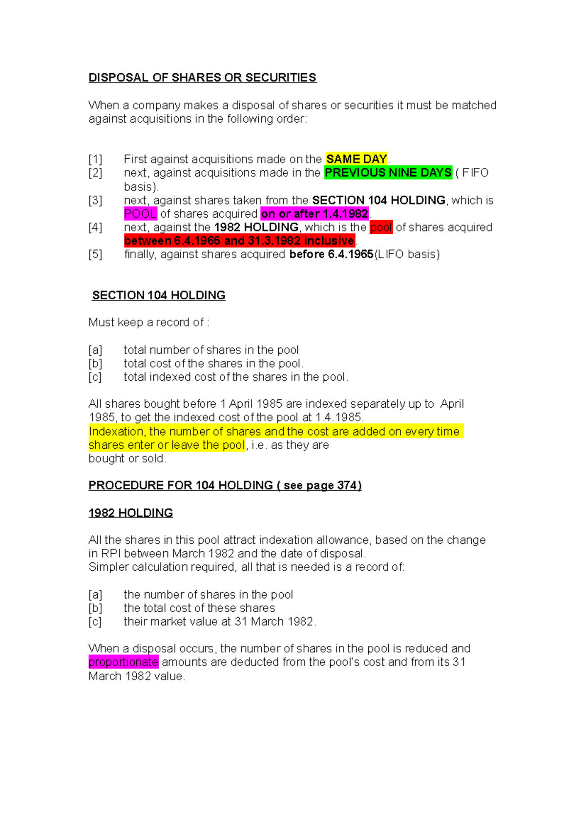 Lecture Examples - Practice Questions - DISPOSAL OF SHARES OR ...