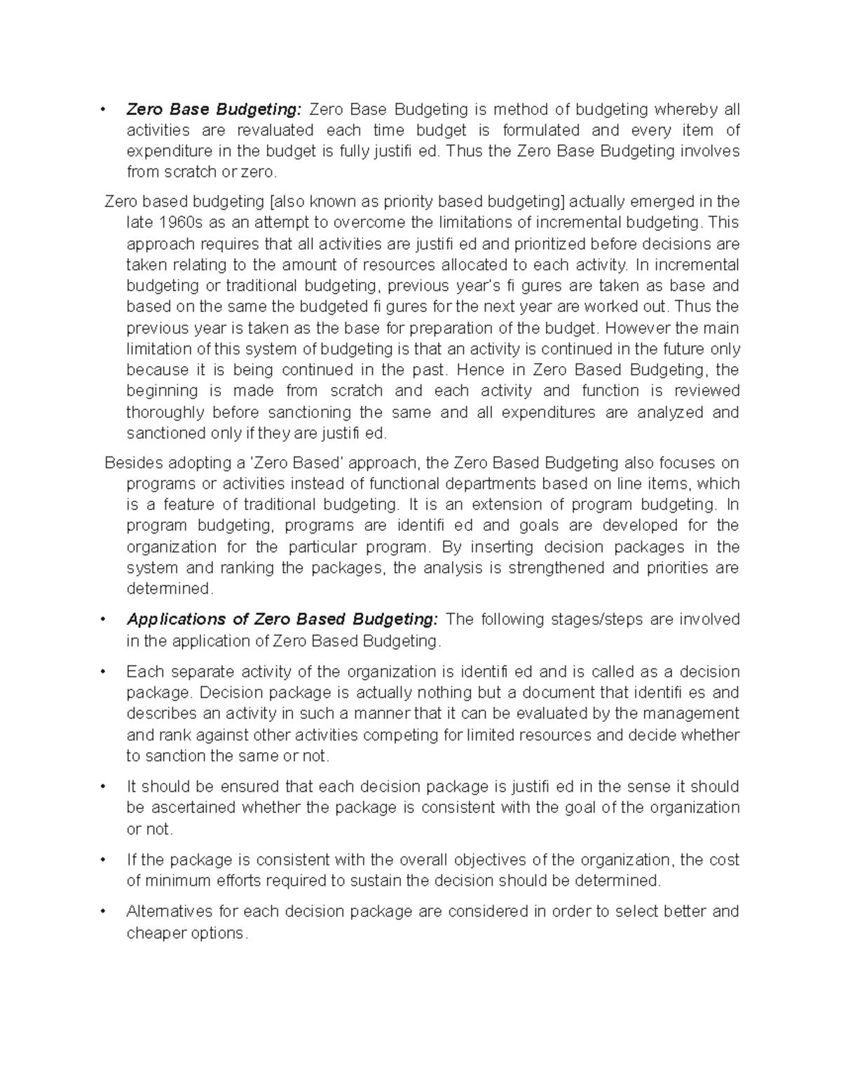 Zero Base Budgeting - Thus the Zero Base Budgeting involves from ...