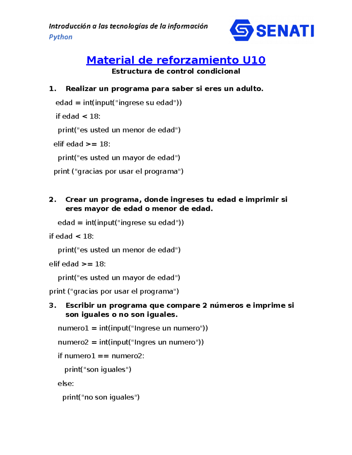 Reforzamiento 10 python - Python Material de reforzamiento U Estructura ...