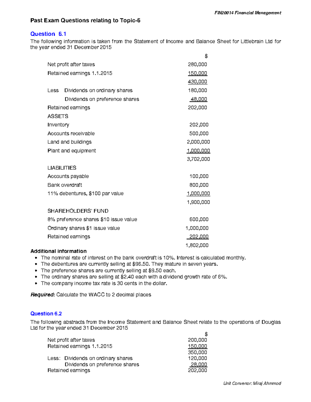 Financial Management Past Exam Questions - Studocu