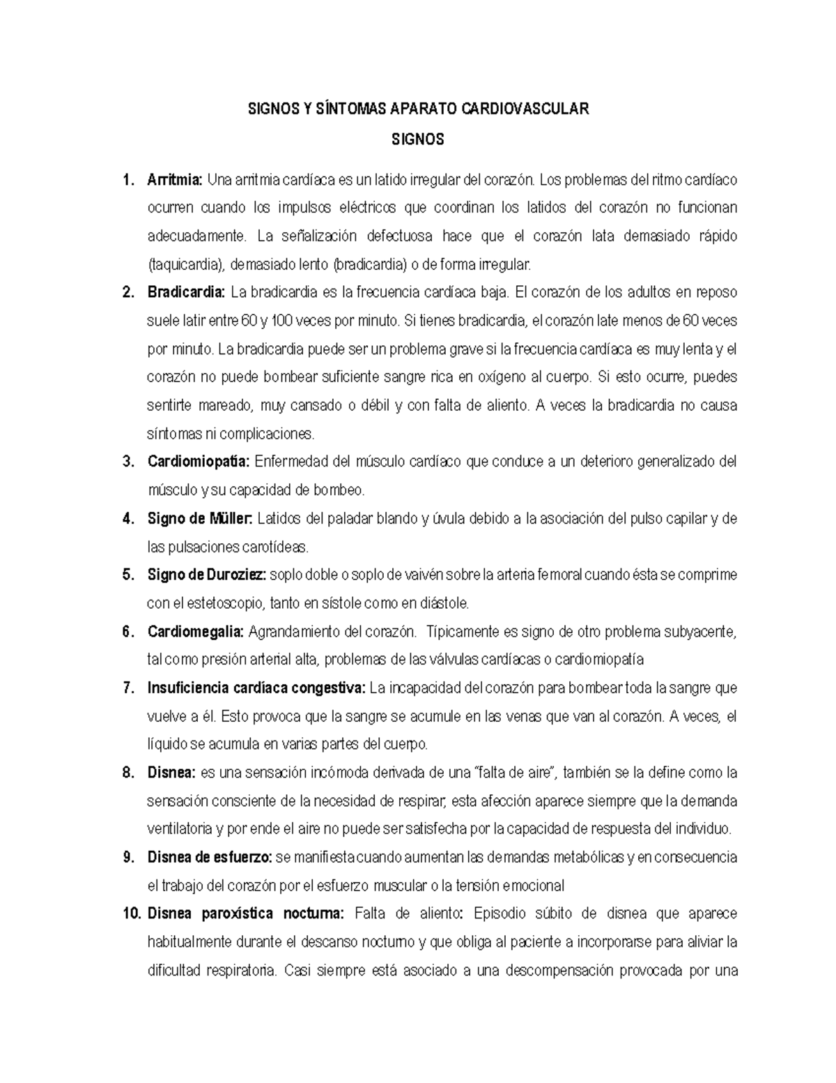 Signos Y Síntomas Aparato Cardiovascular - SIGNOS Y SÍNTOMAS APARATO ...