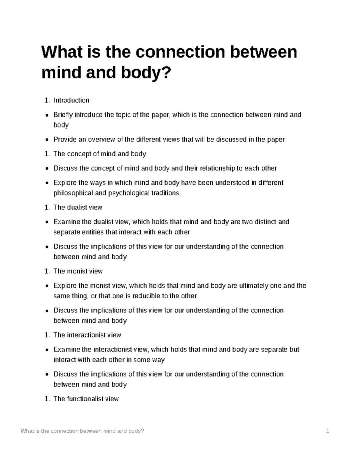 What is the connection between mind and body - Studocu