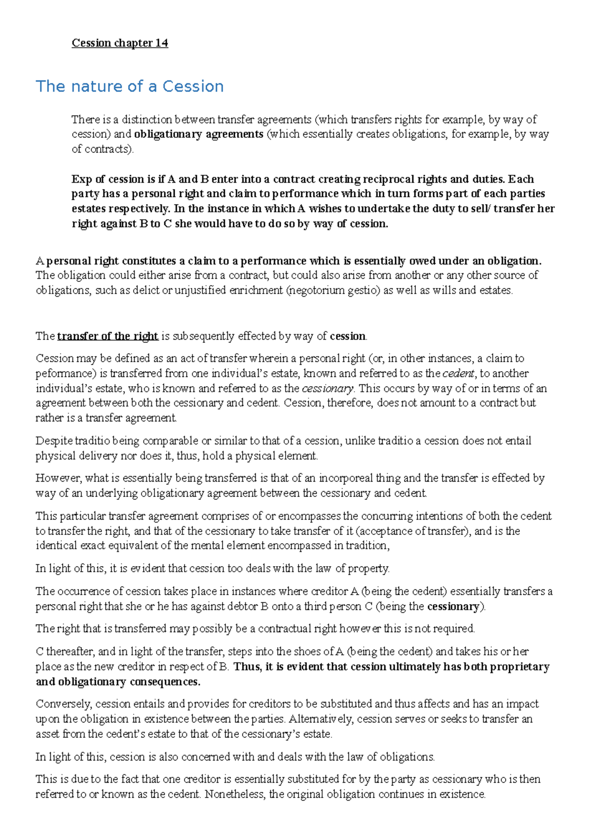 Cession final (Auto Recovered) - Cession chapter 14 The nature of a ...