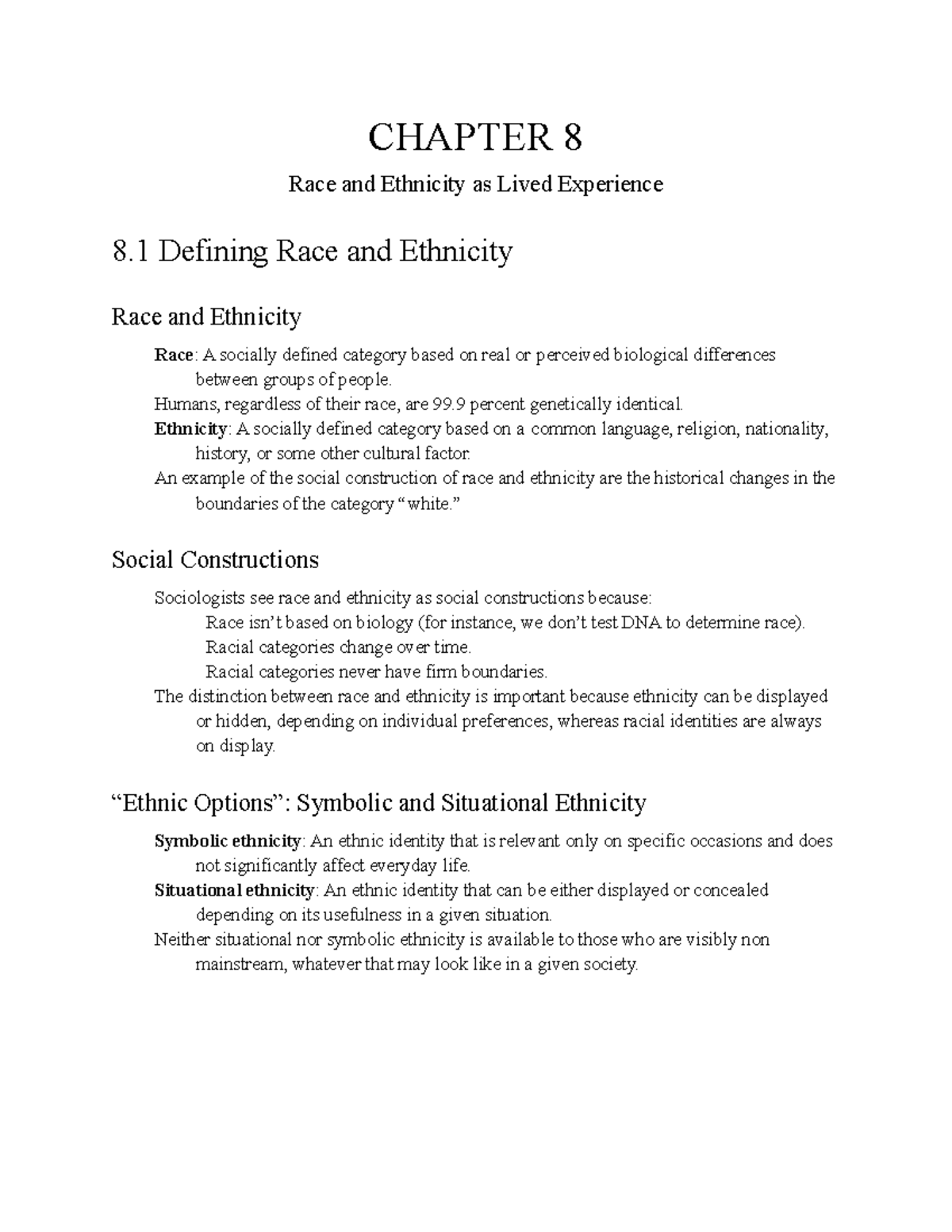 The Real Word 8th Edition - Chapter 8 - CHAPTER 8 Race and Ethnicity as ...