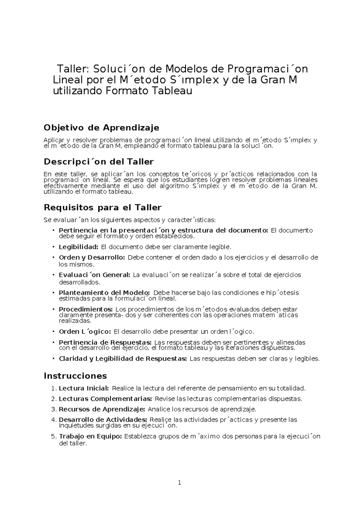 Actividad evaluativa eje2 realizado - Taller: Soluci ́on de Modelos de Programaci ́on Lineal por ...