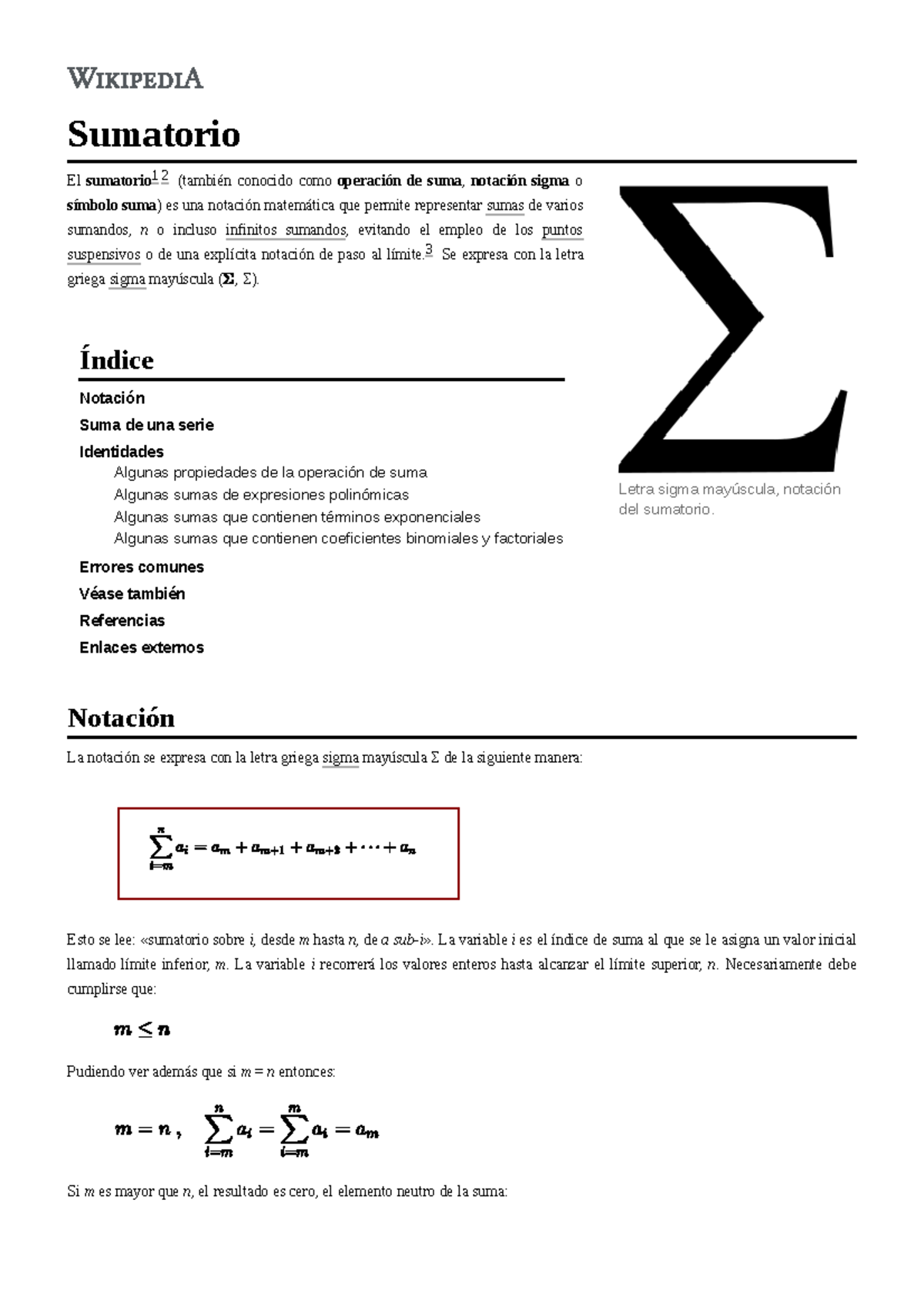 U1 pp 24 notación sigma - apuntes - Sumatorio El sumatorio 1 2 (también ...