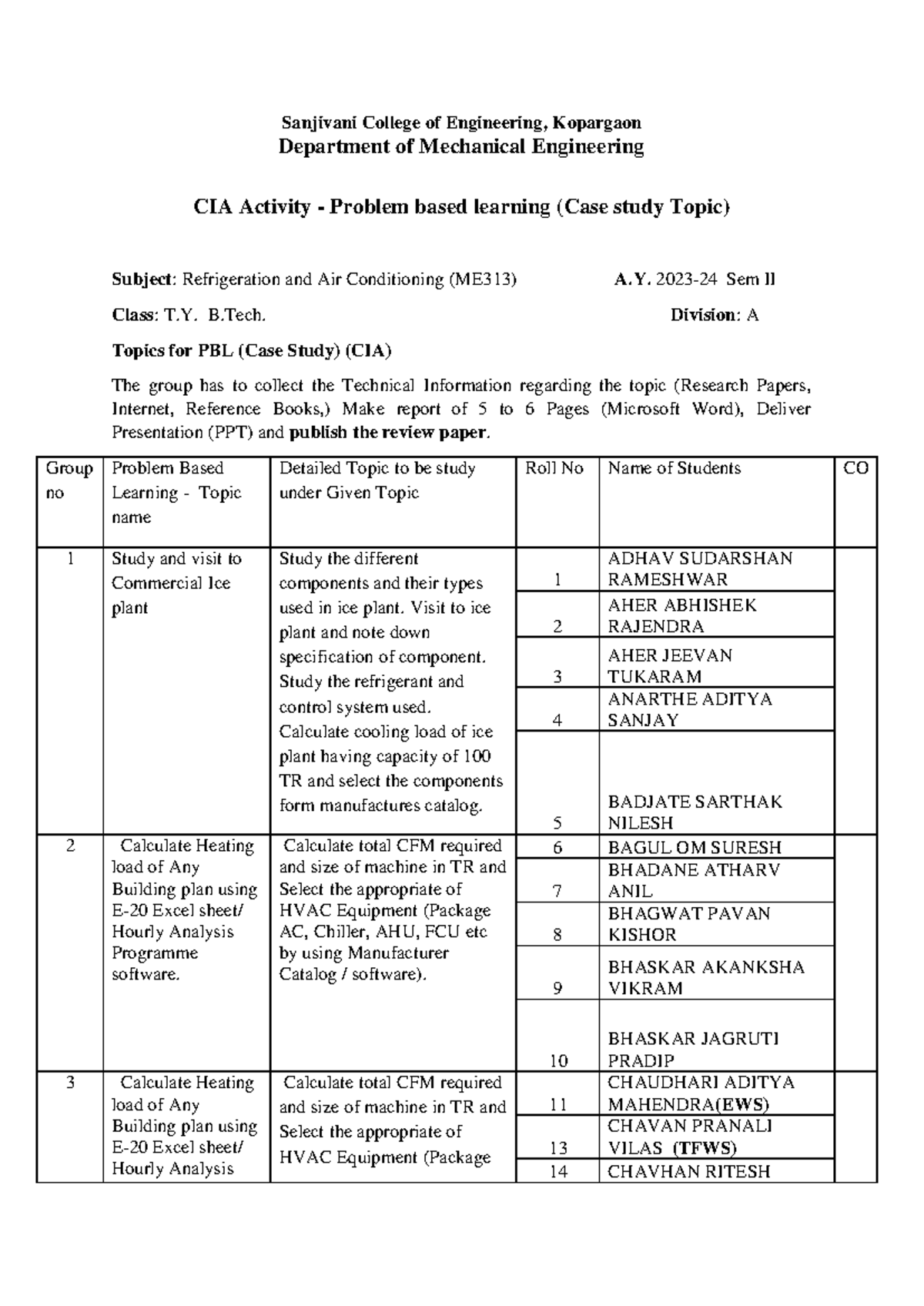 Final RAC CIA 23 - CIa - Sanjivani College of Engineering, Kopargaon ...