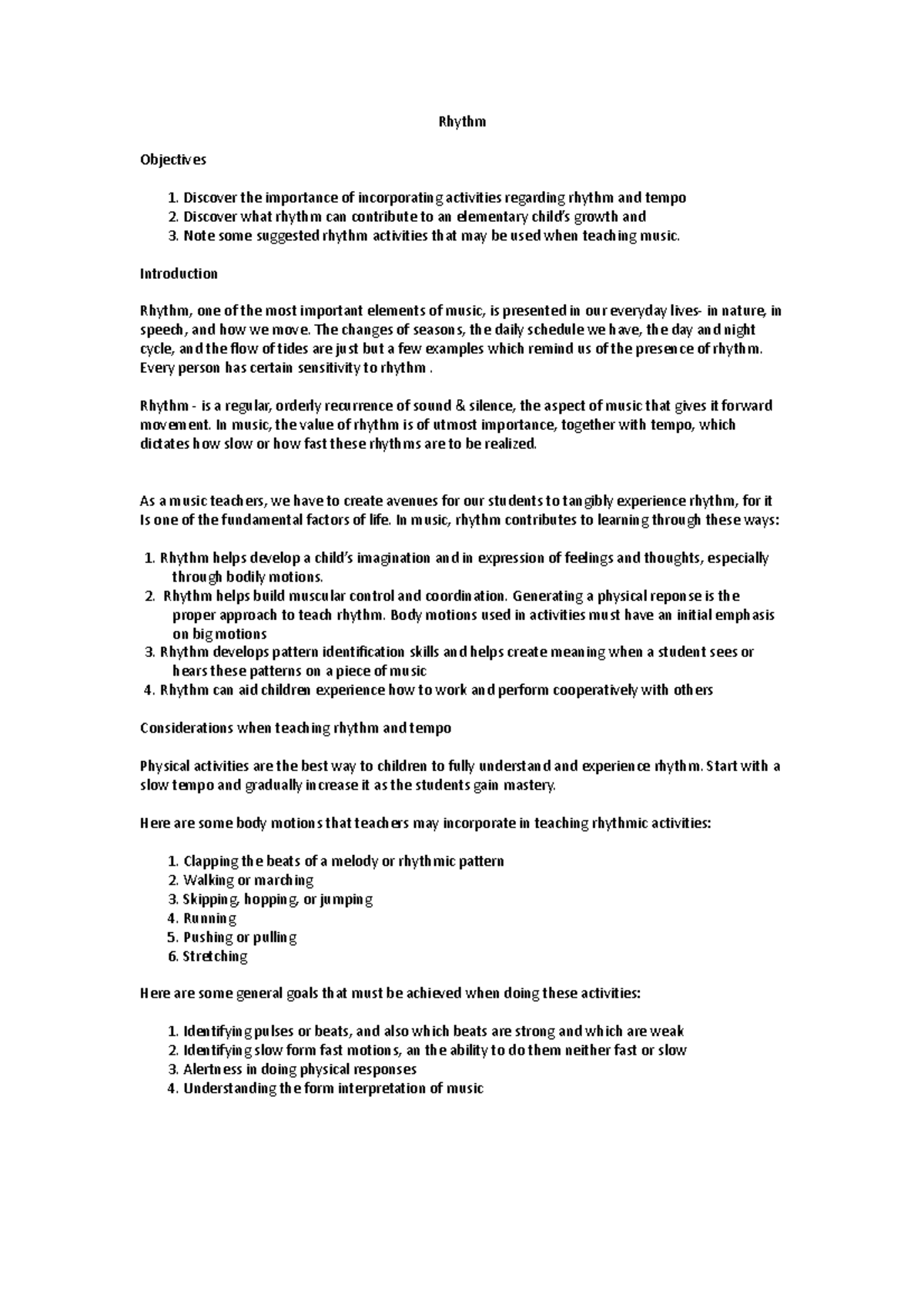 CC 314 WEEK 7 - Teaching Music in the Elementary Grades - Rhythm ...