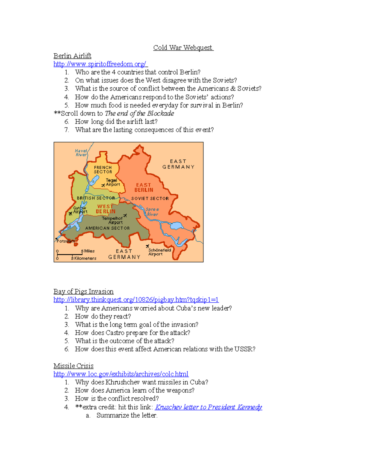 Cold war webquest - Cold War Webquest Berlin Airlift spiritoffreedom ...