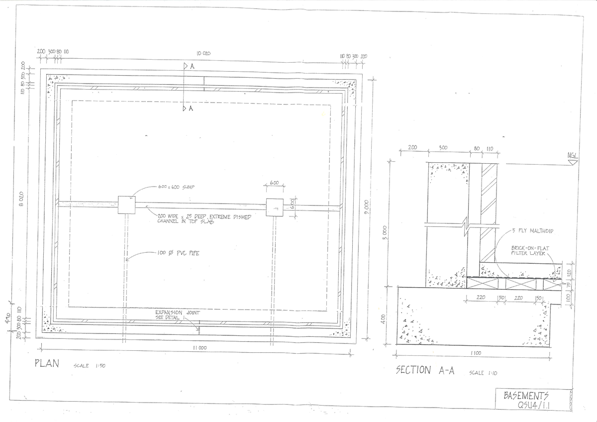 RC Basement Construction Drawings Class Example - BTqs - Studocu