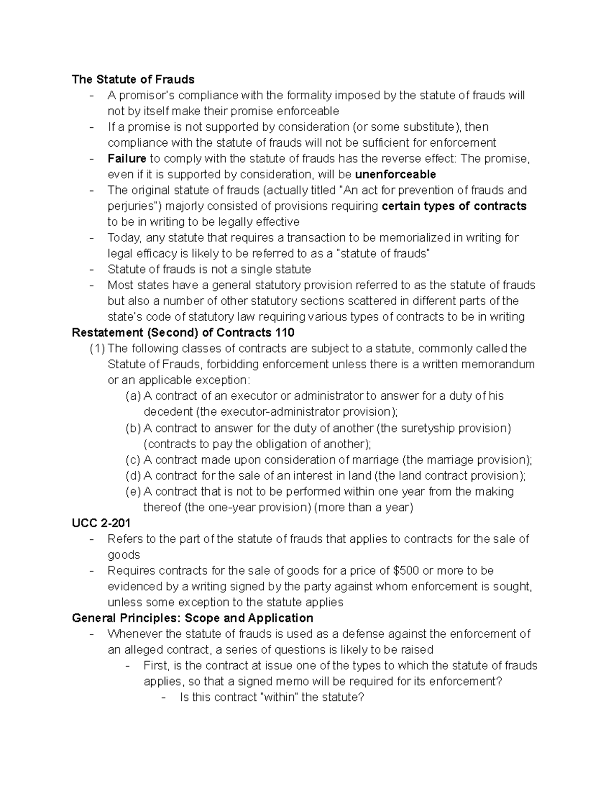 The Statute of Frauds - One or more writings must simply indicate ...