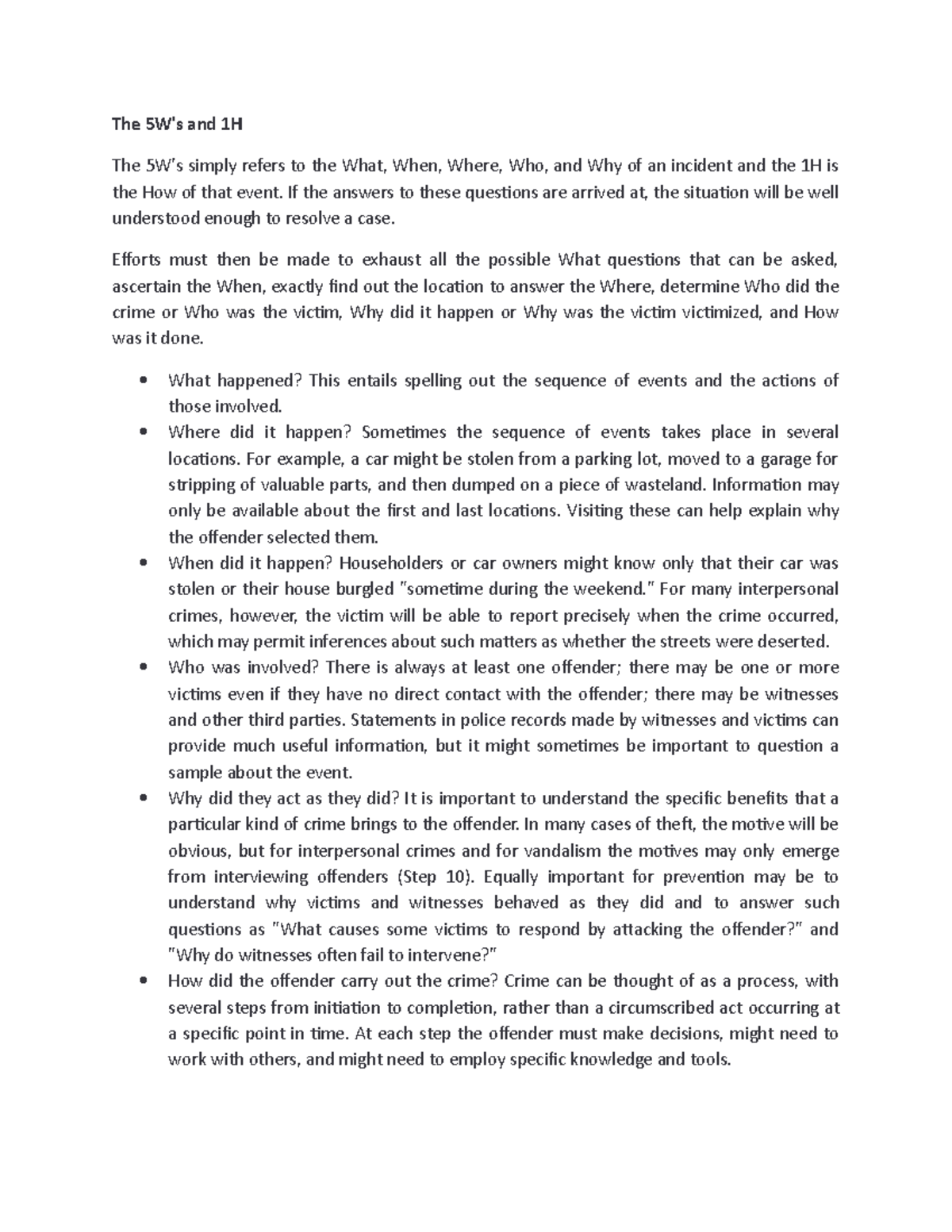 5W's and 1 H - This document will help you to know more about the 5W's ...