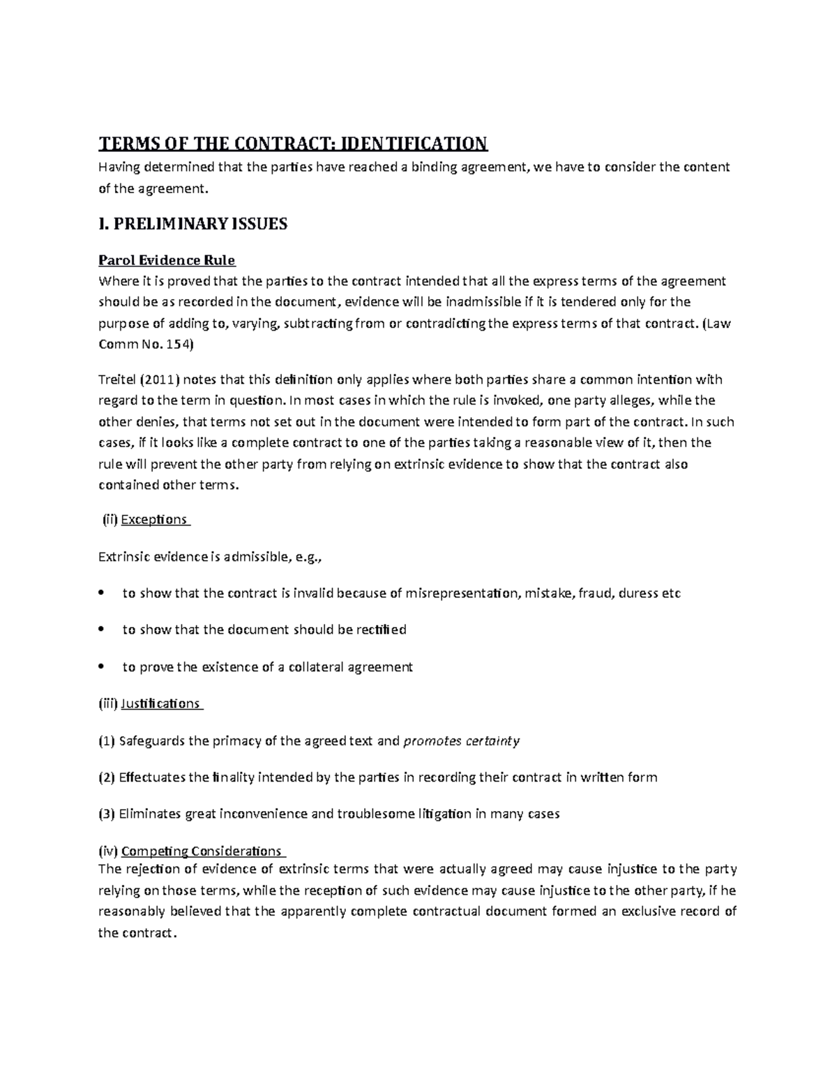 Interpretation 2016 - Summary Contract Law - TERMS OF THE CONTRACT ...