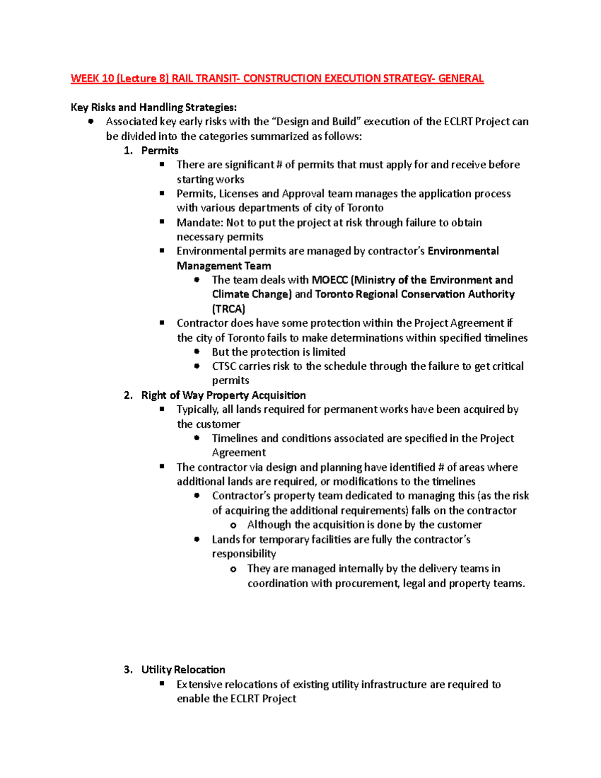Railway WEEK 10 Notes - WEEK 10 (Lecture 8) RAIL TRANSIT- CONSTRUCTION ...