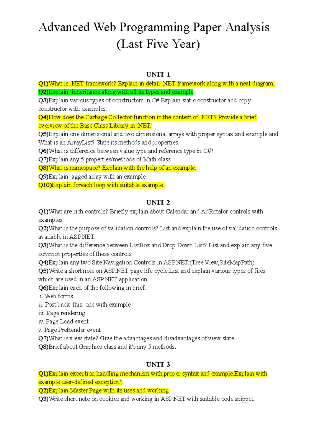 Advanced Web Programming Paper Analysis (Last Five Year) - Advanced Web Programming Paper ...