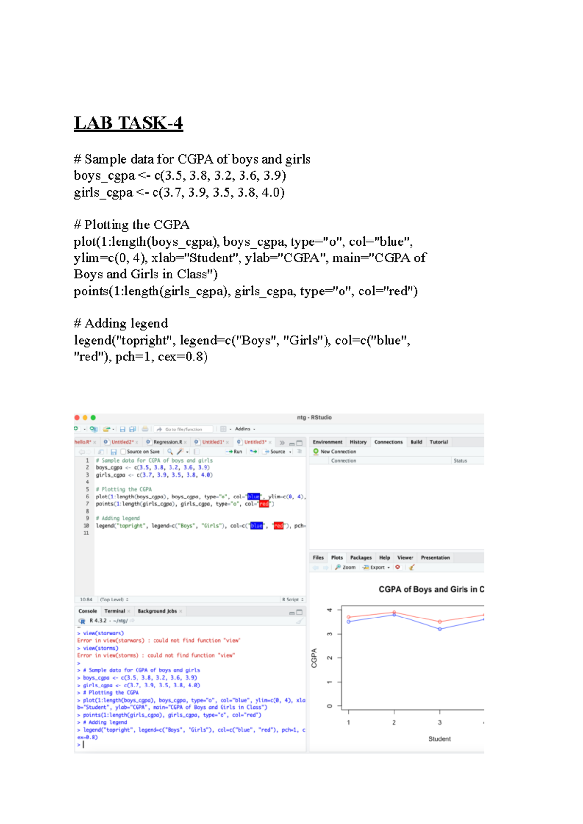 R lab tasks 031 - Good one - LAB TASK- Sample data for CGPA of boys and girls boys_cgpa