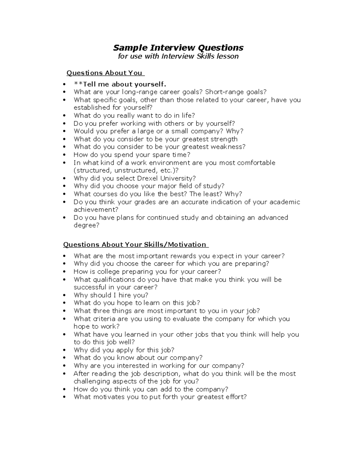 Interview Questions Sample Interview Questions For Use With Interview interview-questions-sample-interview-questions-for-use-with-interview