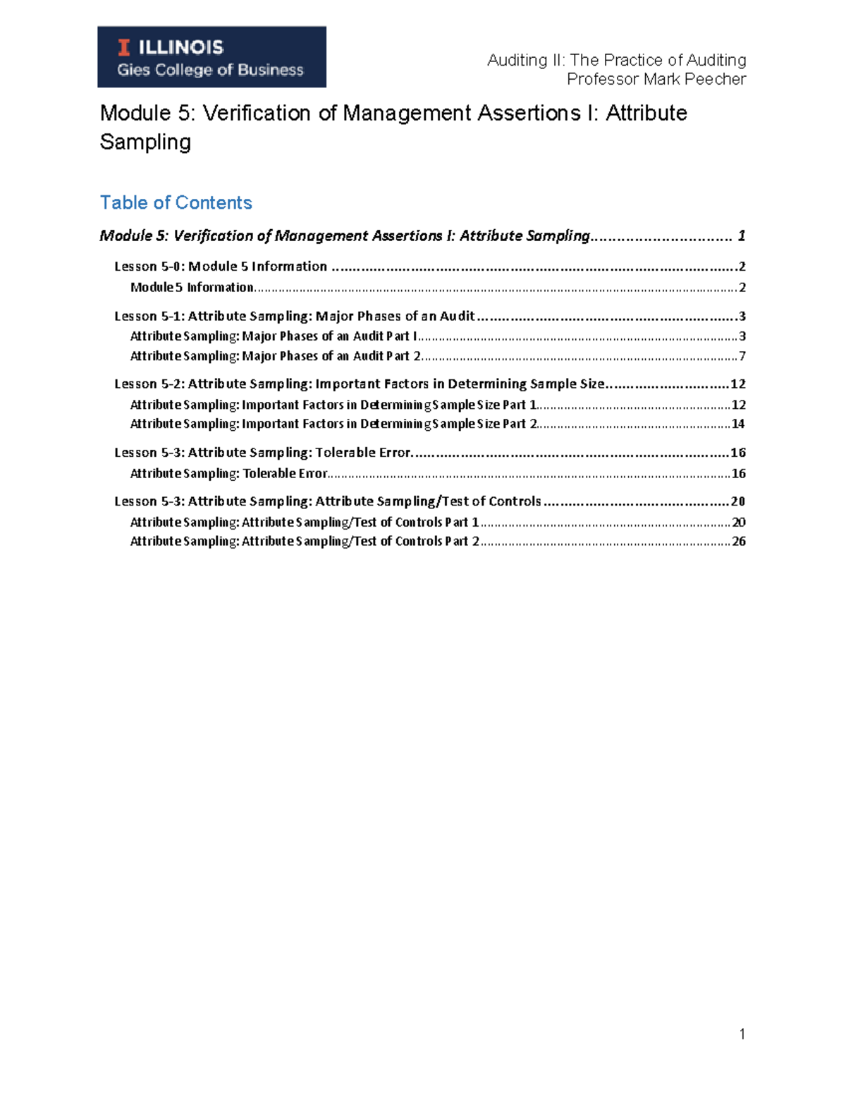 M5(pdf) - COURSERA - Professor Mark Peecher Module 5: Verification of ...