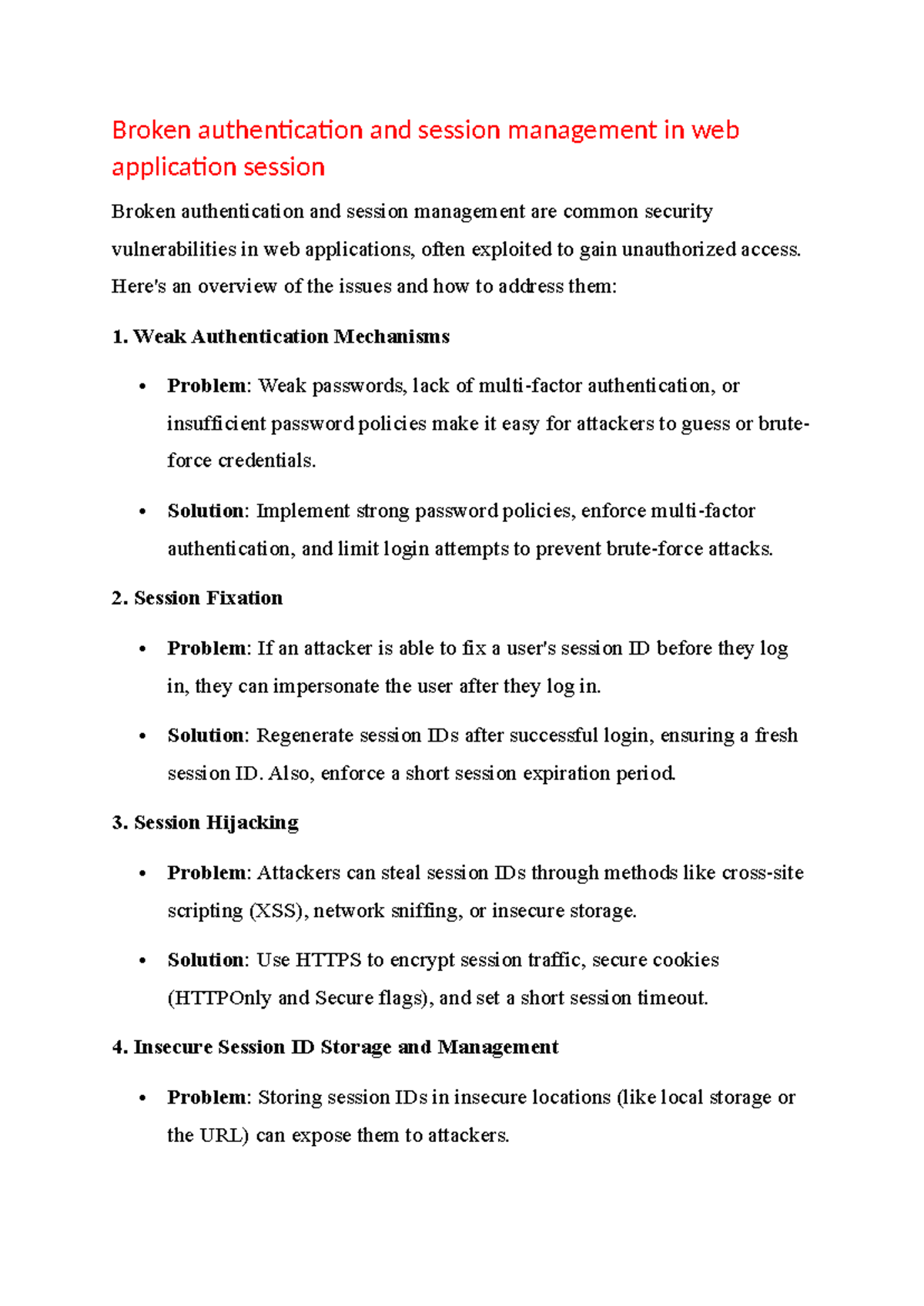 Broken authentication and session management in web application session - Broken authentication ...