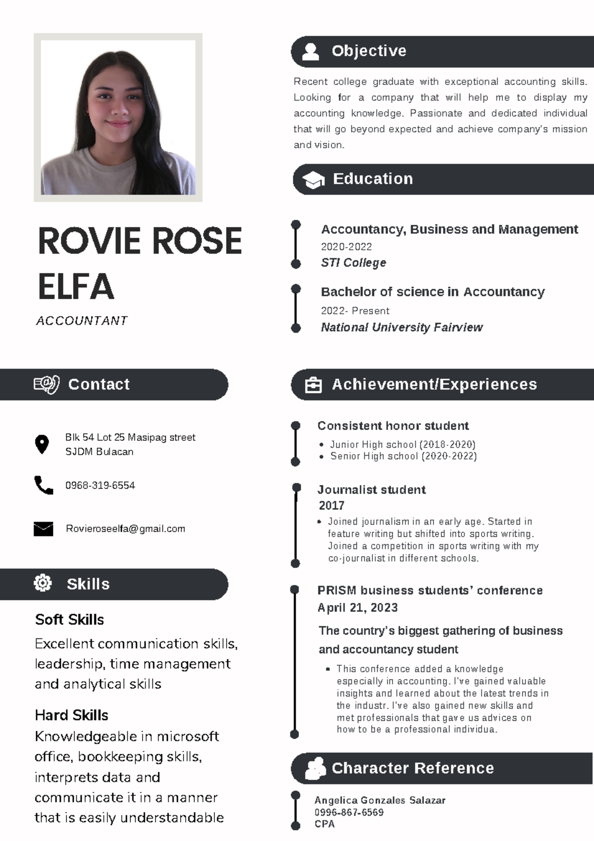 Resume ELFA 221 - Soft Skills Hard Skills Recent college graduate with exceptional accounting ...