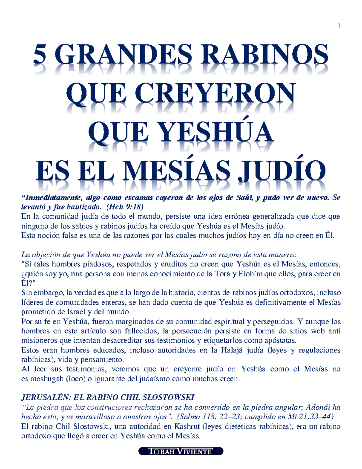 5 Grandes Rabinos QUE Creyeron QUE Yeshúa ES EL Mesias Judio Prometido ...