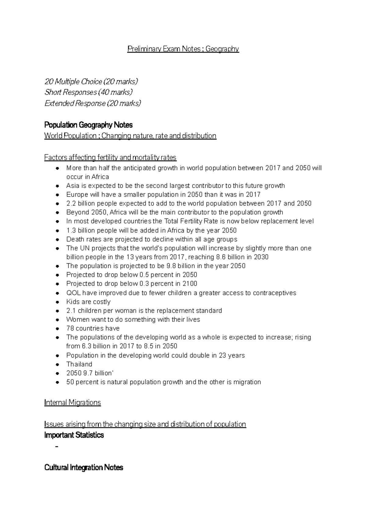 Preliminary Exam Notes Geography - Preliminary Exam Notes ; Geography ...