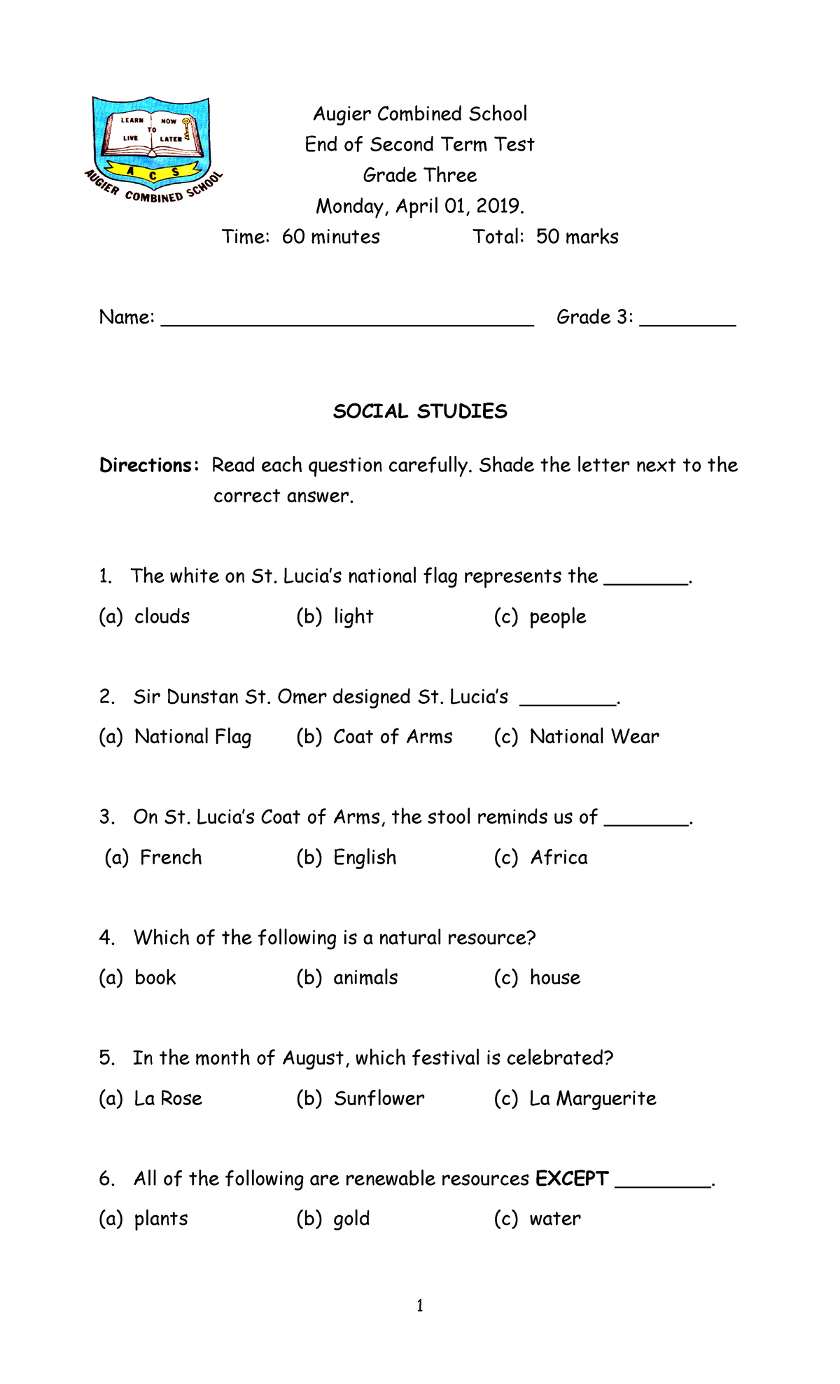 General paper - Notes and coursework - Augier Combined School End of ...