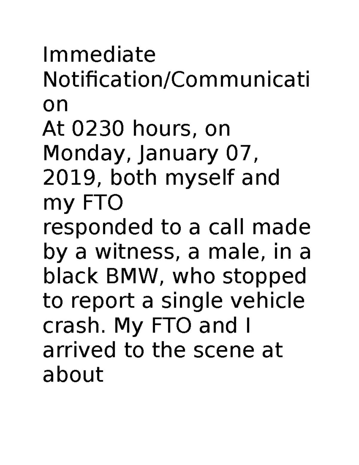 Project 2 Immediate Notification - Immediate Notification/Communicati ...