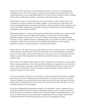 Notes on Advanced Calculus - Building on the ideas taught in beginning ...