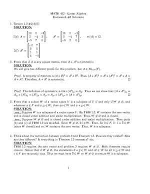 HMWK-1 Solutions - Dr. Kimball - MATH 462 Linear Algebra Homework ...