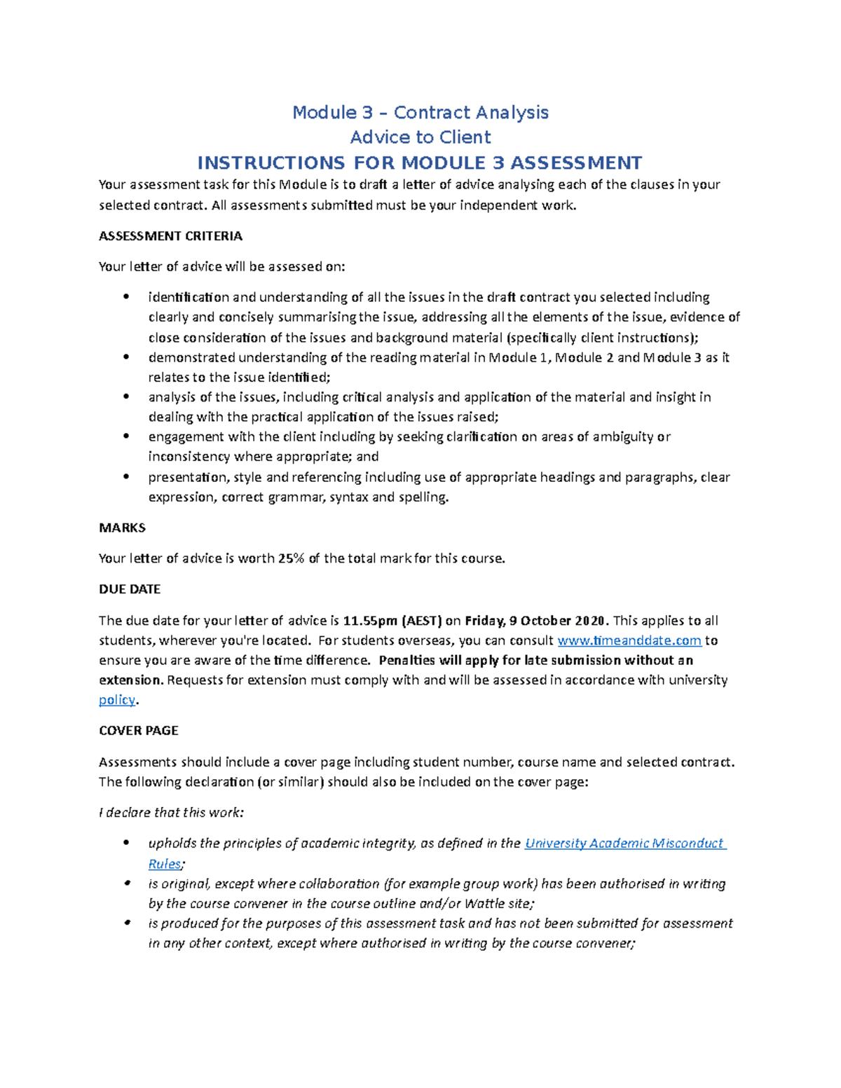 Module 3 Assessment Instructions - Module 3 – Contract Analysis Advice ...