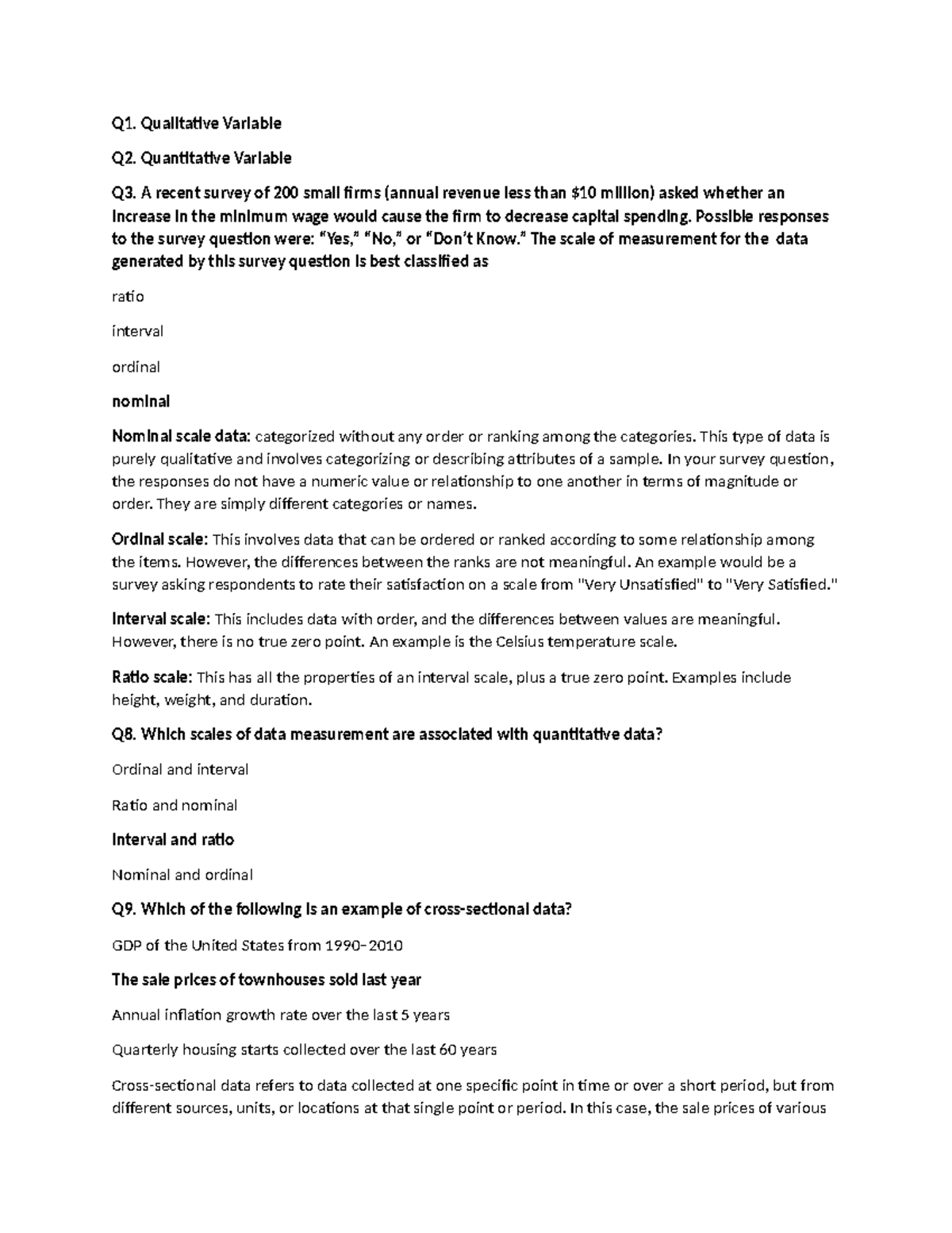 Homework 1 Notes - Q1. Qualitative Variable Q2. Quantitative Variable ...
