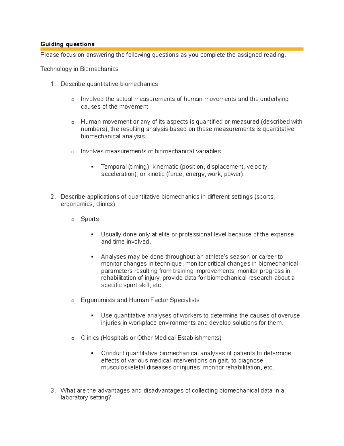 Module 3 Guided questions - Guiding questions Please focus on answering ...