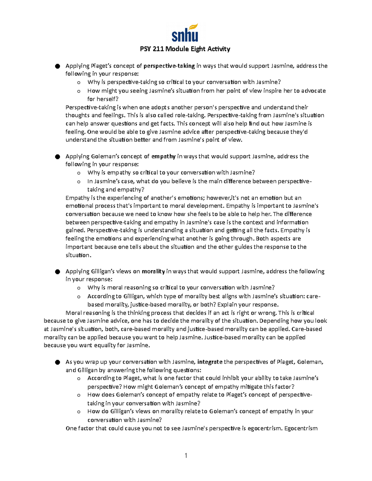 PSY 211 Module Eight Activity - PSY 211 Module Eight Activity Applying ...