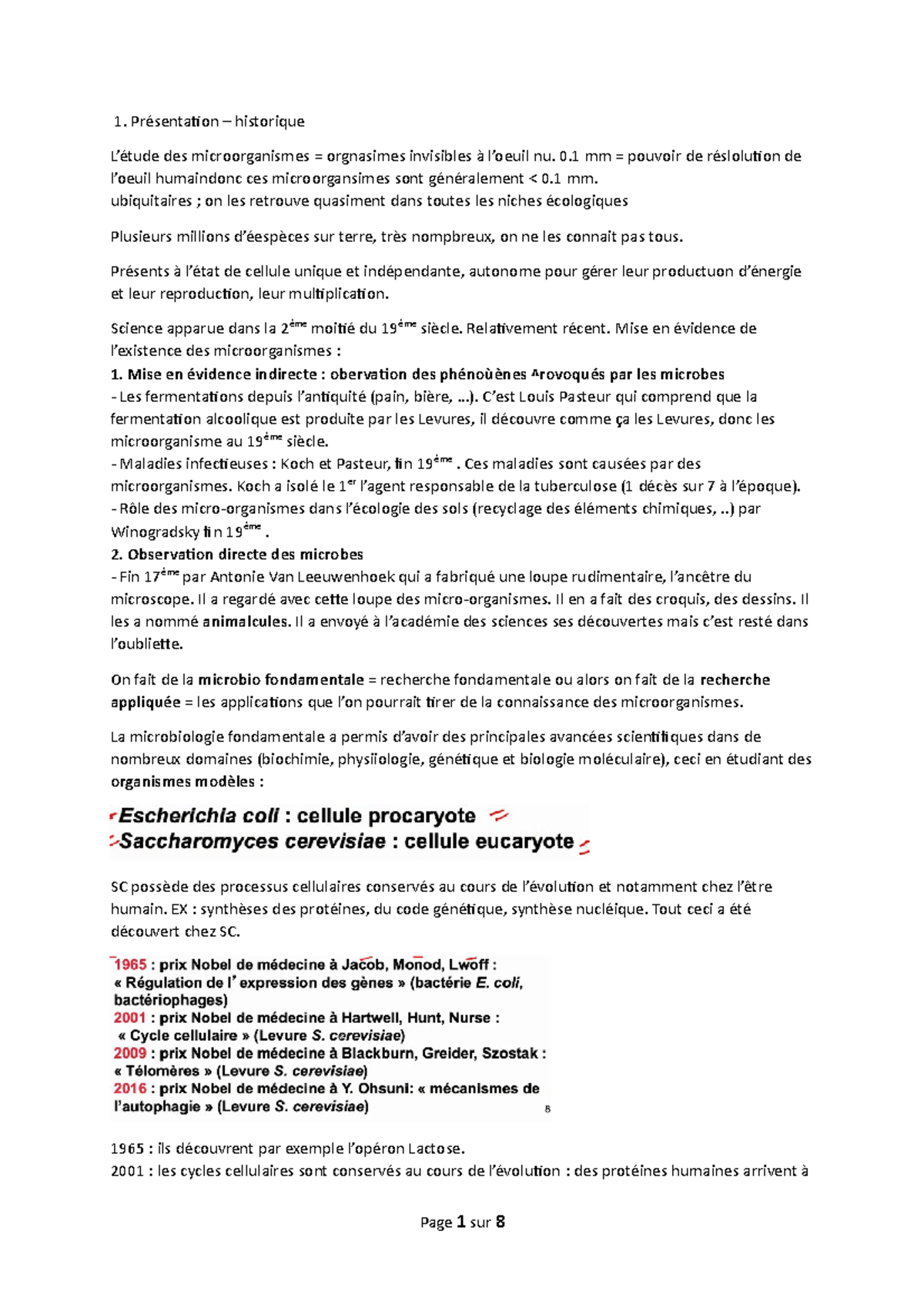 Chapitre 1 : Introduction - Présentation – historique L’étude des microorganismes = orgnasimes ...